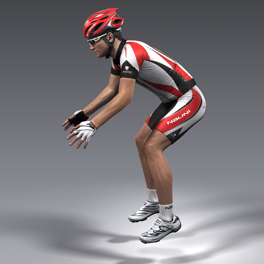 Rigged Bicycle Rider 3d Model