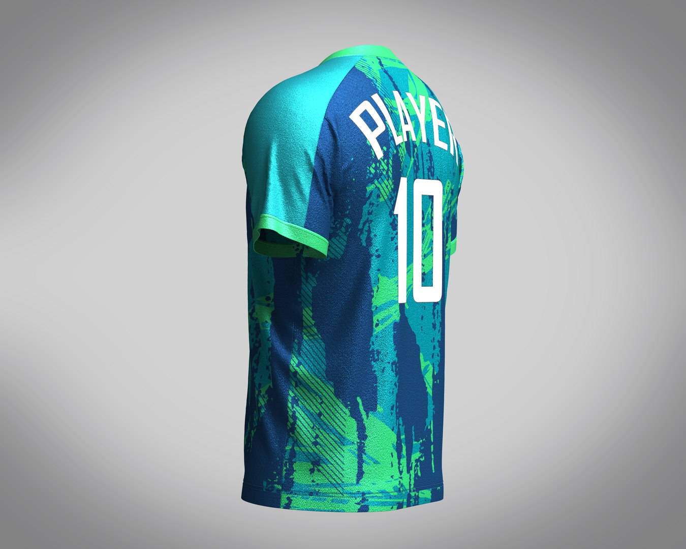 3D Mens Soccer Blue And Mint Jersey Player-10 Model - TurboSquid 2047546