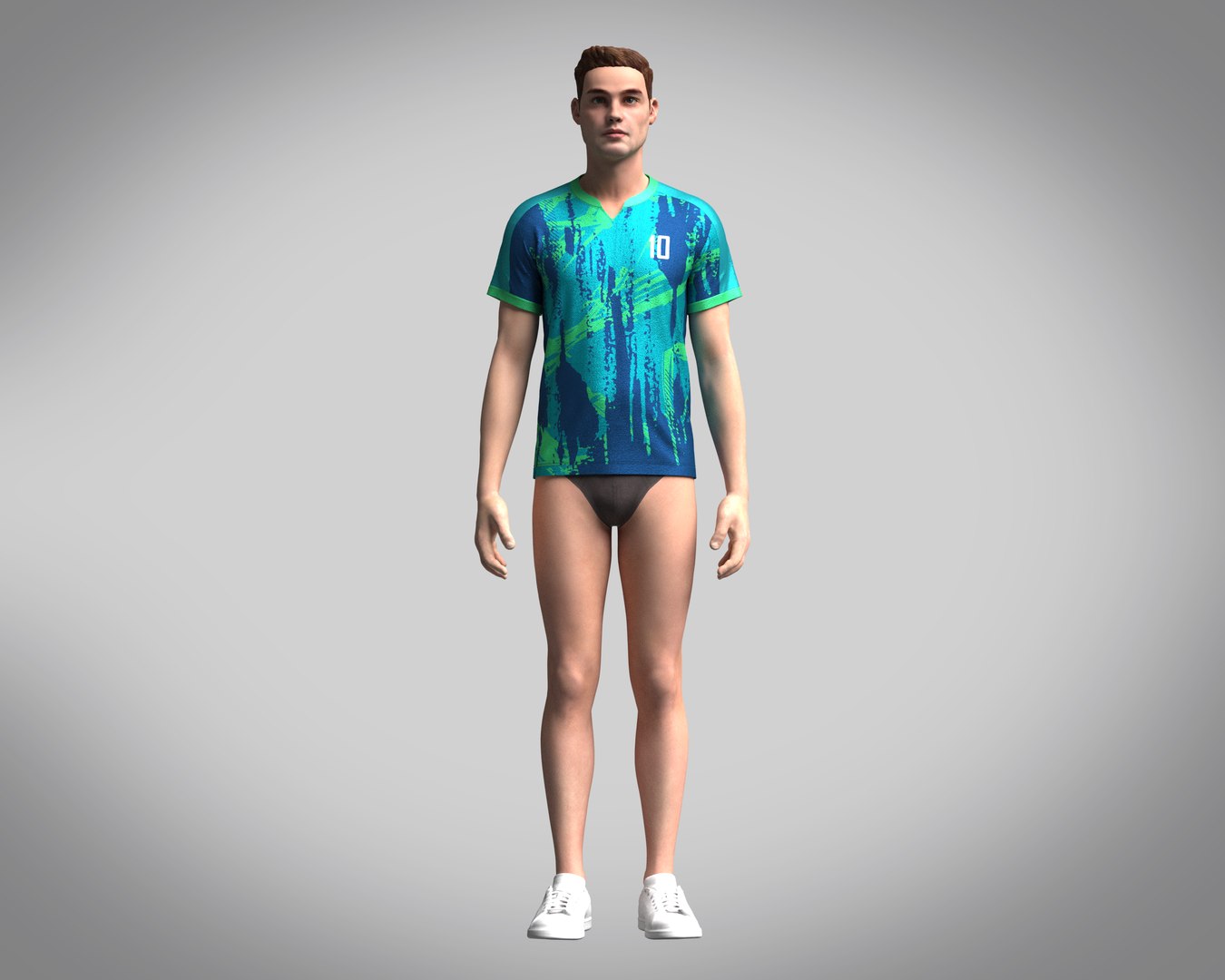 3D Mens Soccer Blue And Mint Jersey Player-10 Model - TurboSquid 2047546