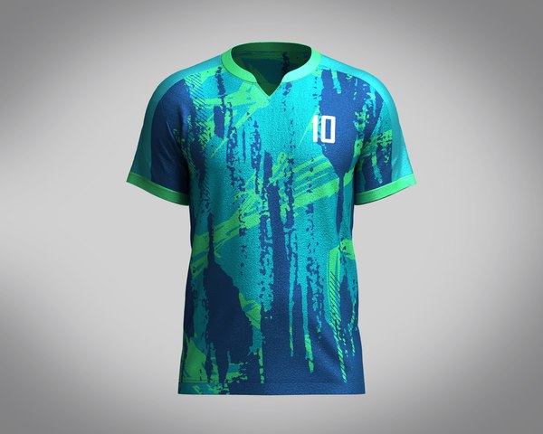 modelo 3d Mens Soccer Blue and Mint Jersey Player-10 - TurboSquid 2047546
