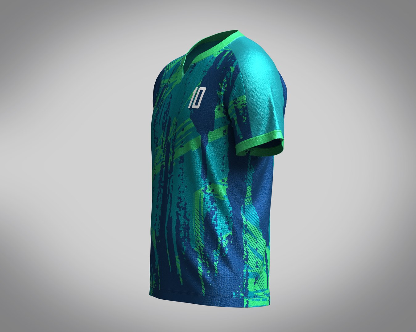 3D Mens Soccer Blue And Mint Jersey Player-10 Model - TurboSquid 2047546