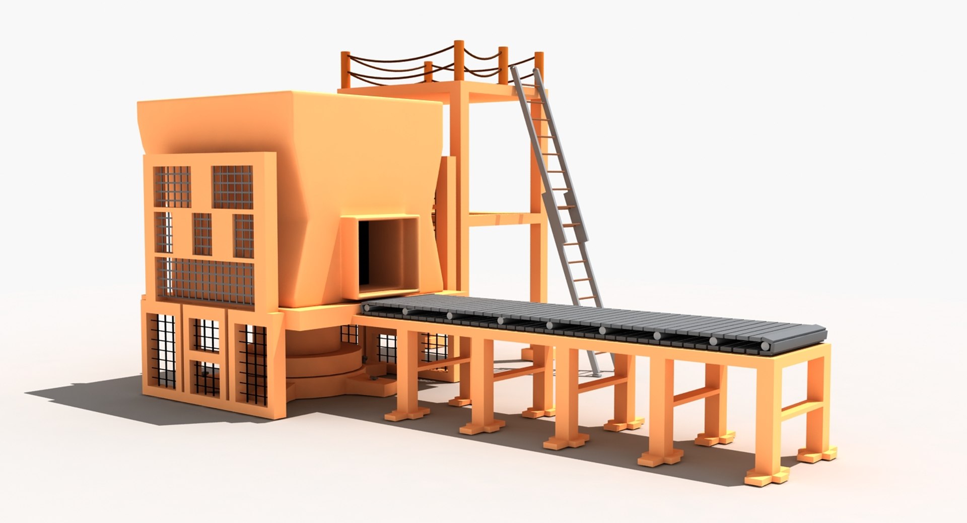 3d Cartoon Block Machine Model