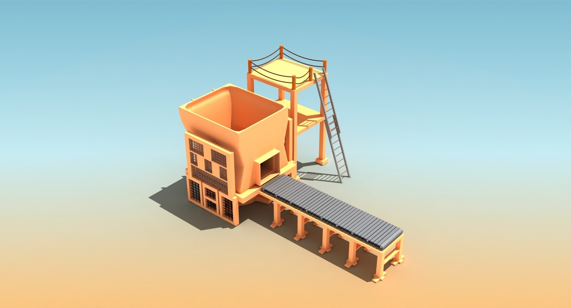 3d Cartoon Block Machine Model