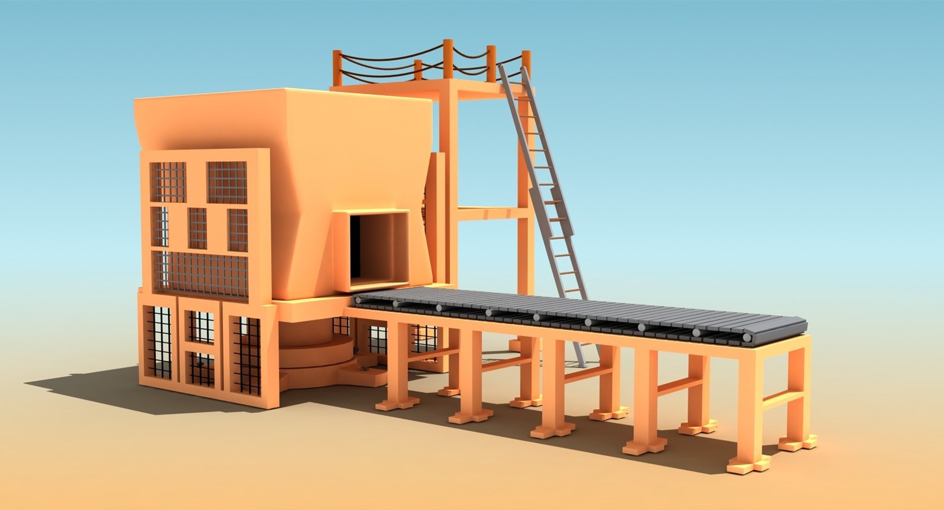 3d Cartoon Block Machine Model