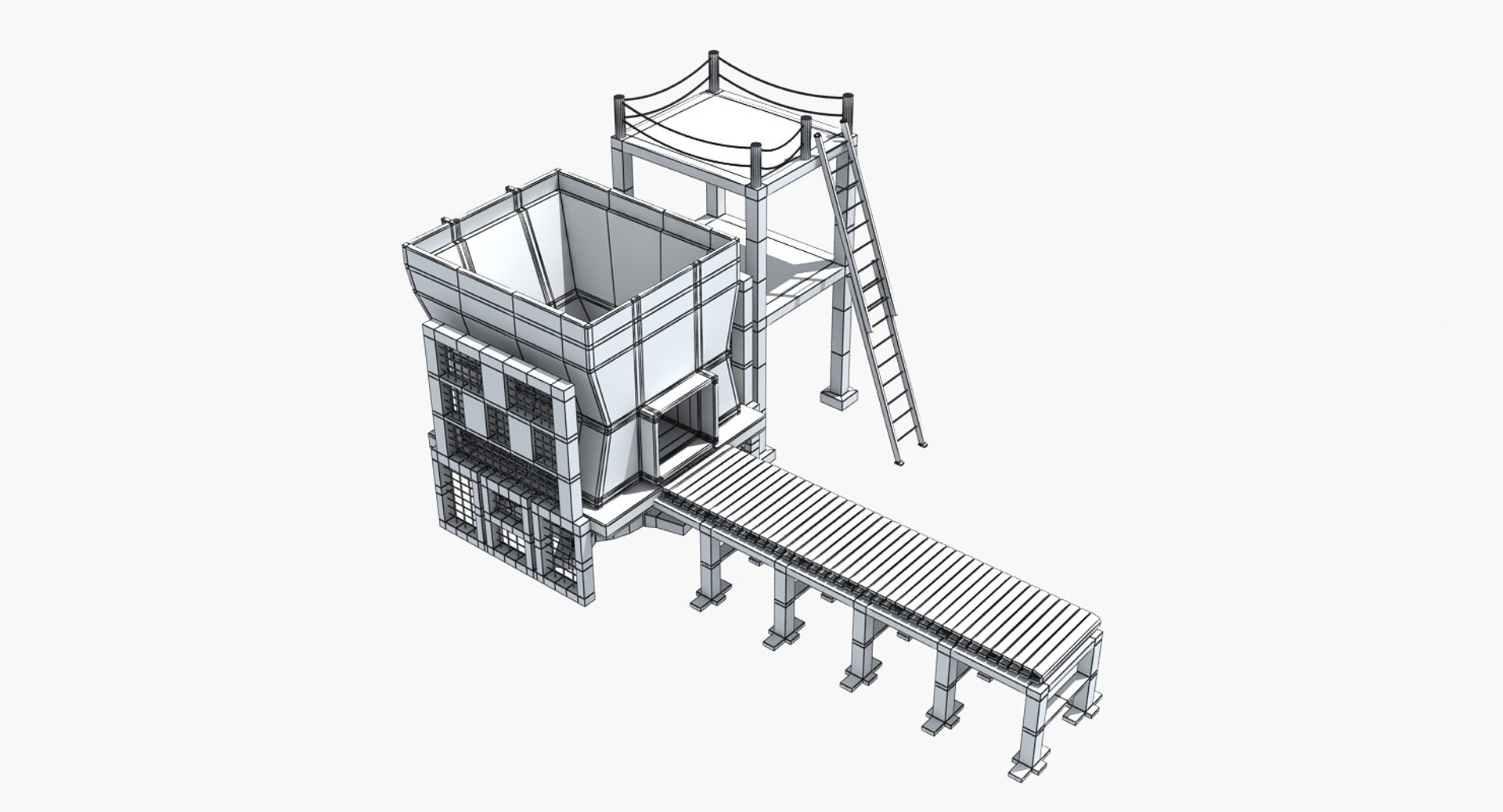 3d Cartoon Block Machine Model