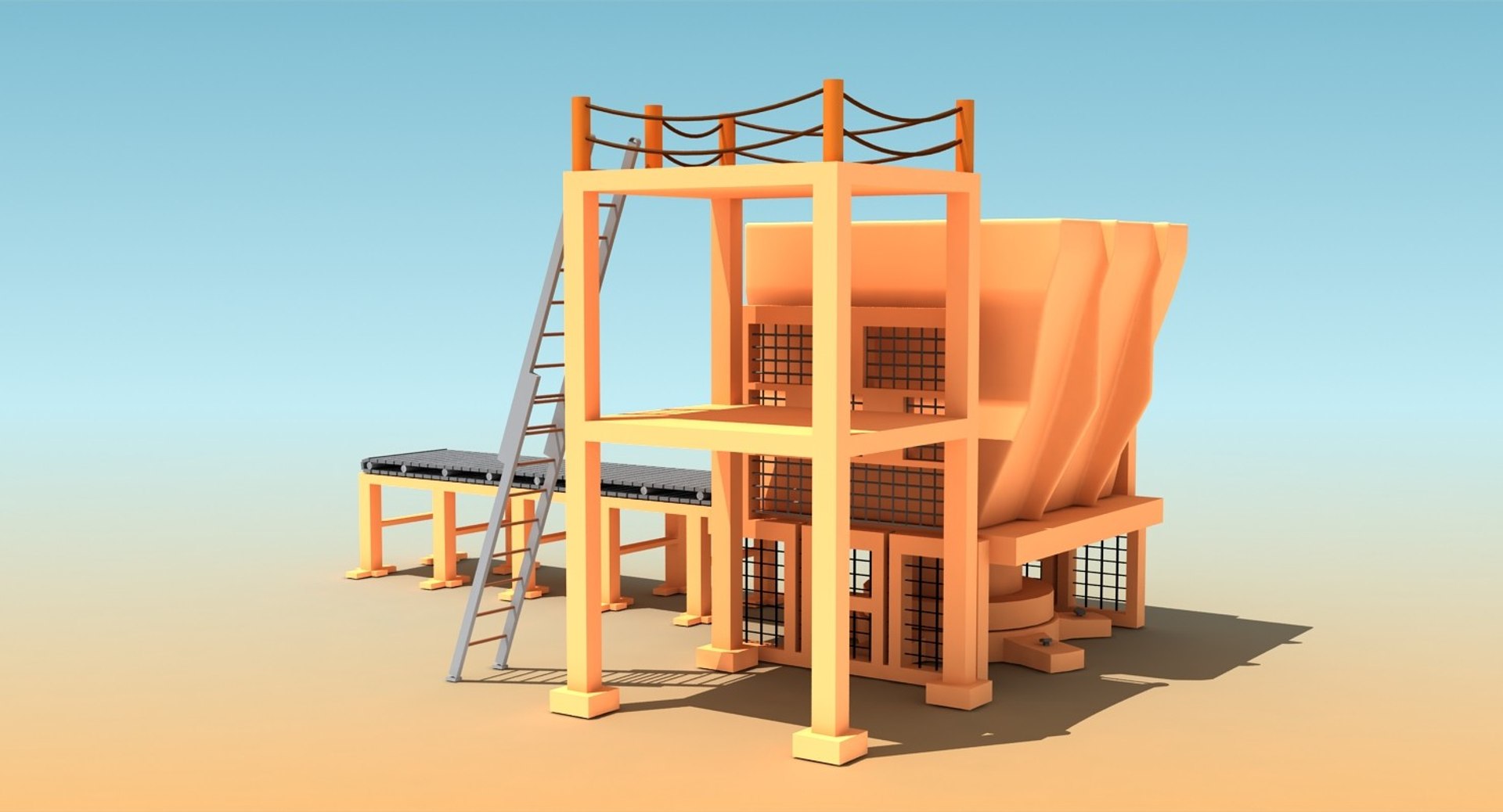 3d Cartoon Block Machine Model