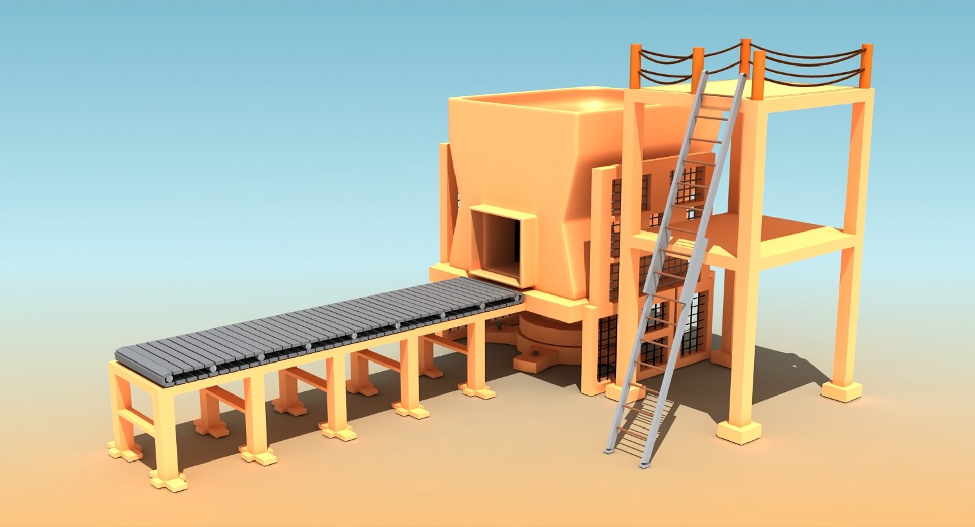 3d Cartoon Block Machine Model