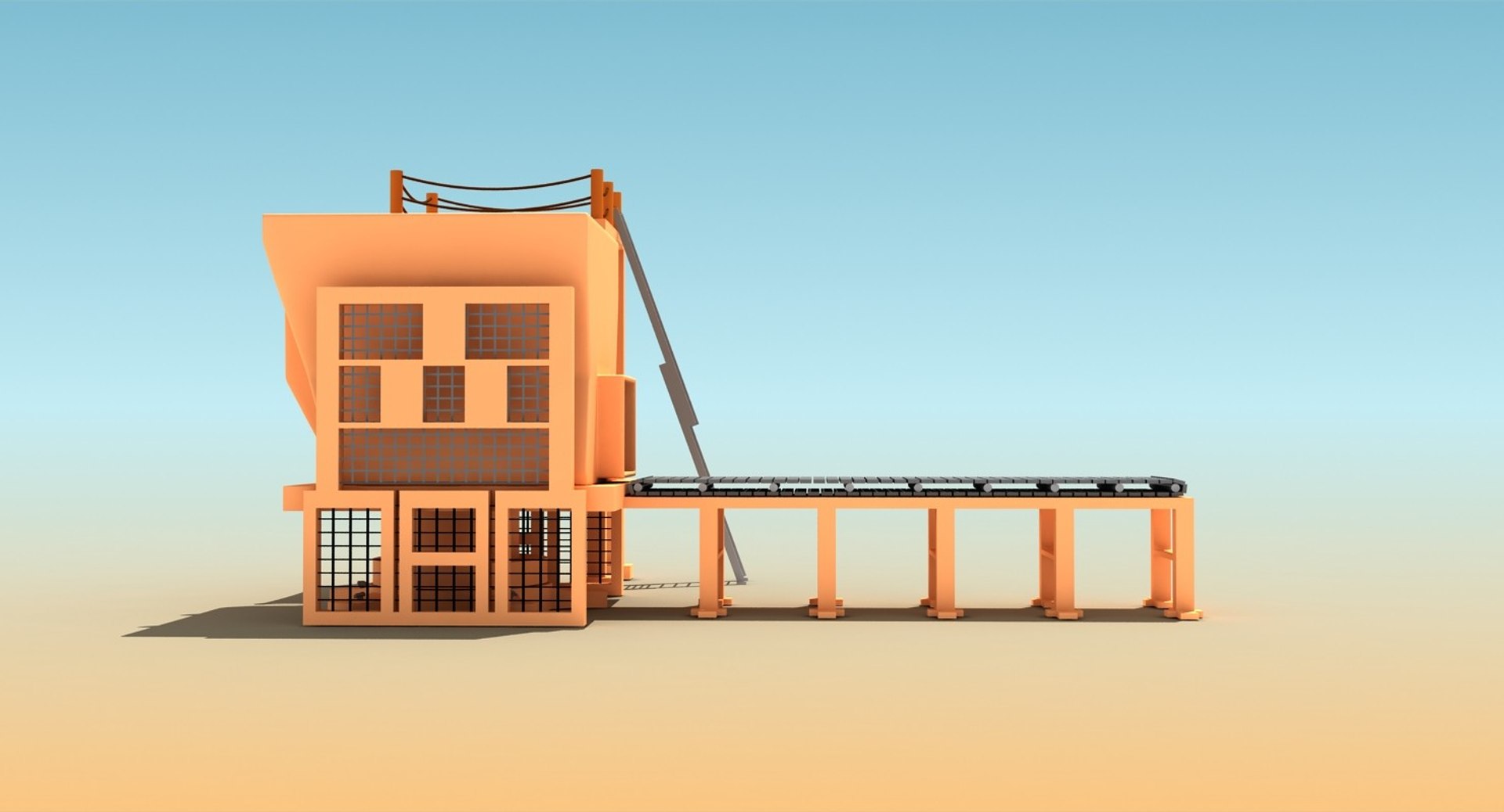 3d Cartoon Block Machine Model