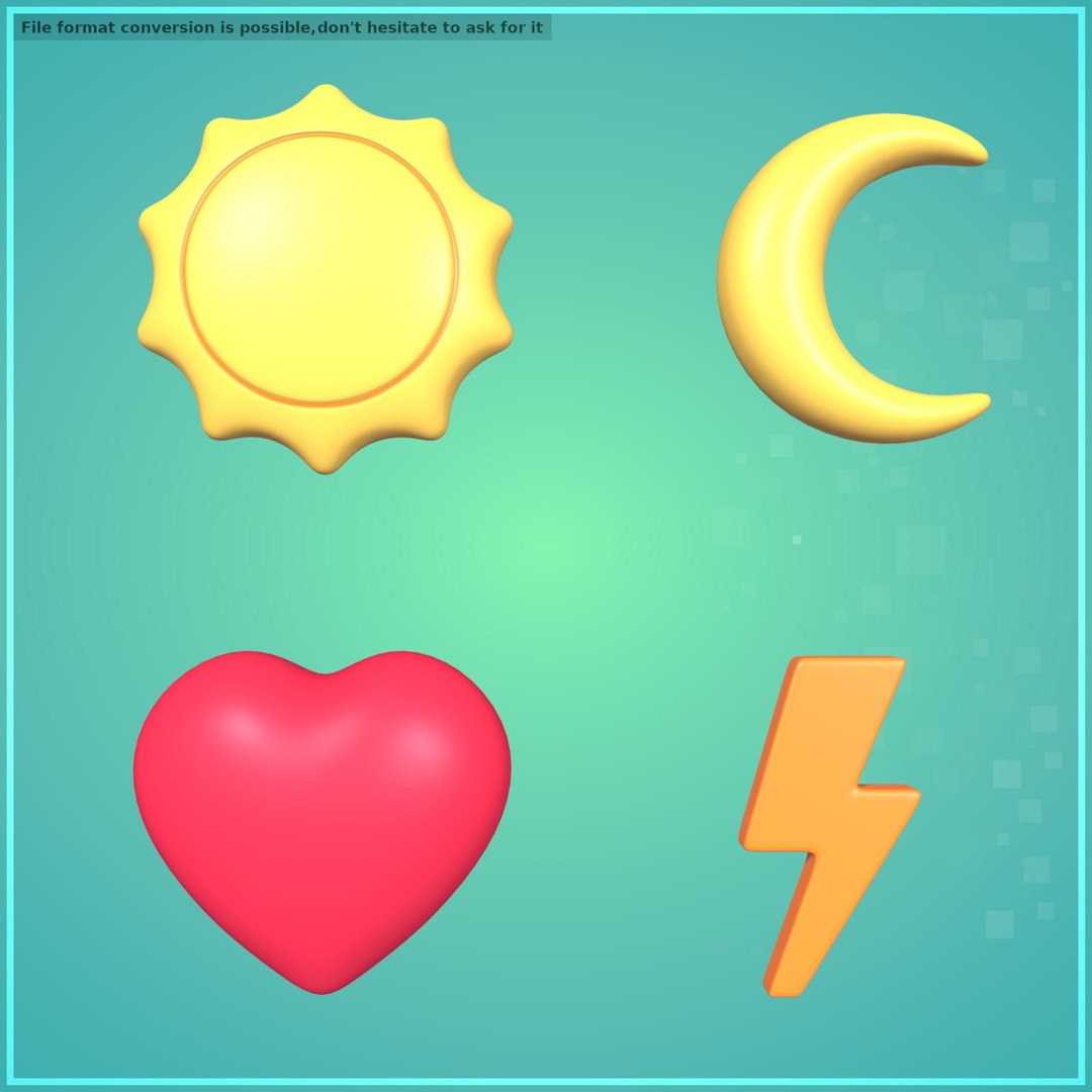 3D Cartoon Icons Pack - TurboSquid 1821222