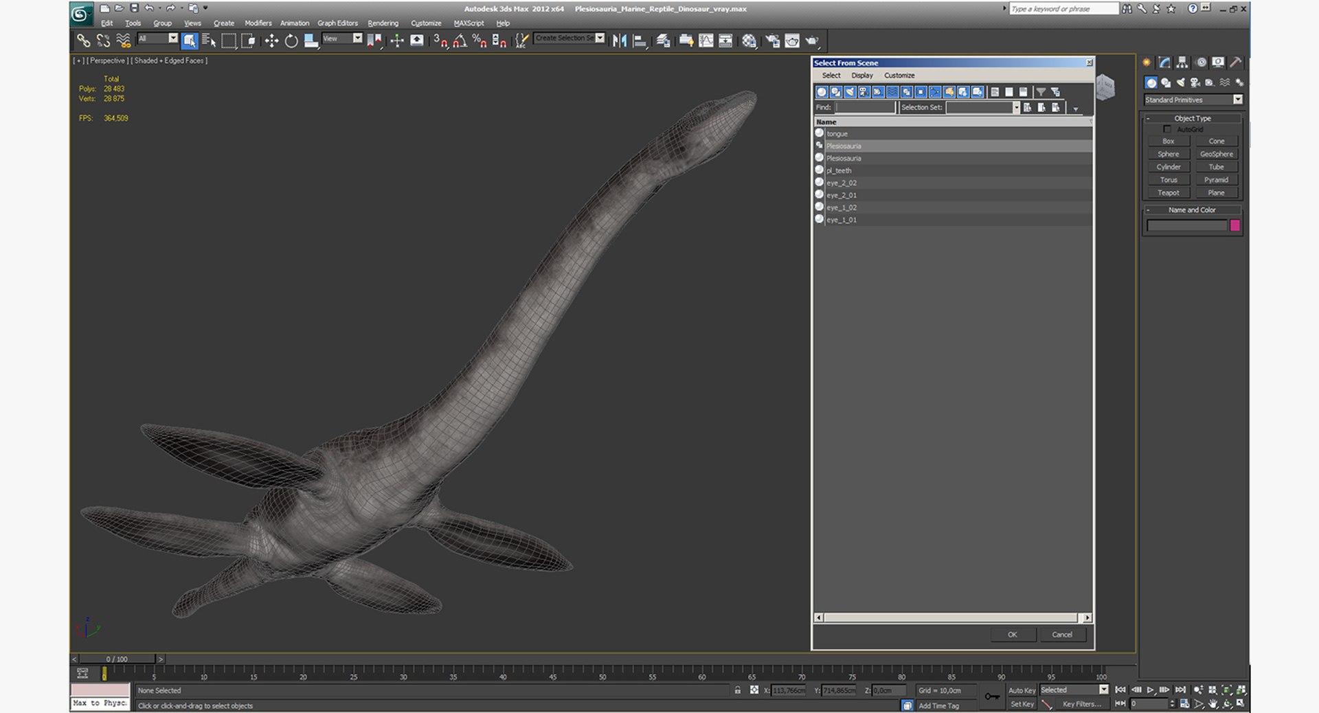 plesiosauria marine reptile dinosaur 3d model