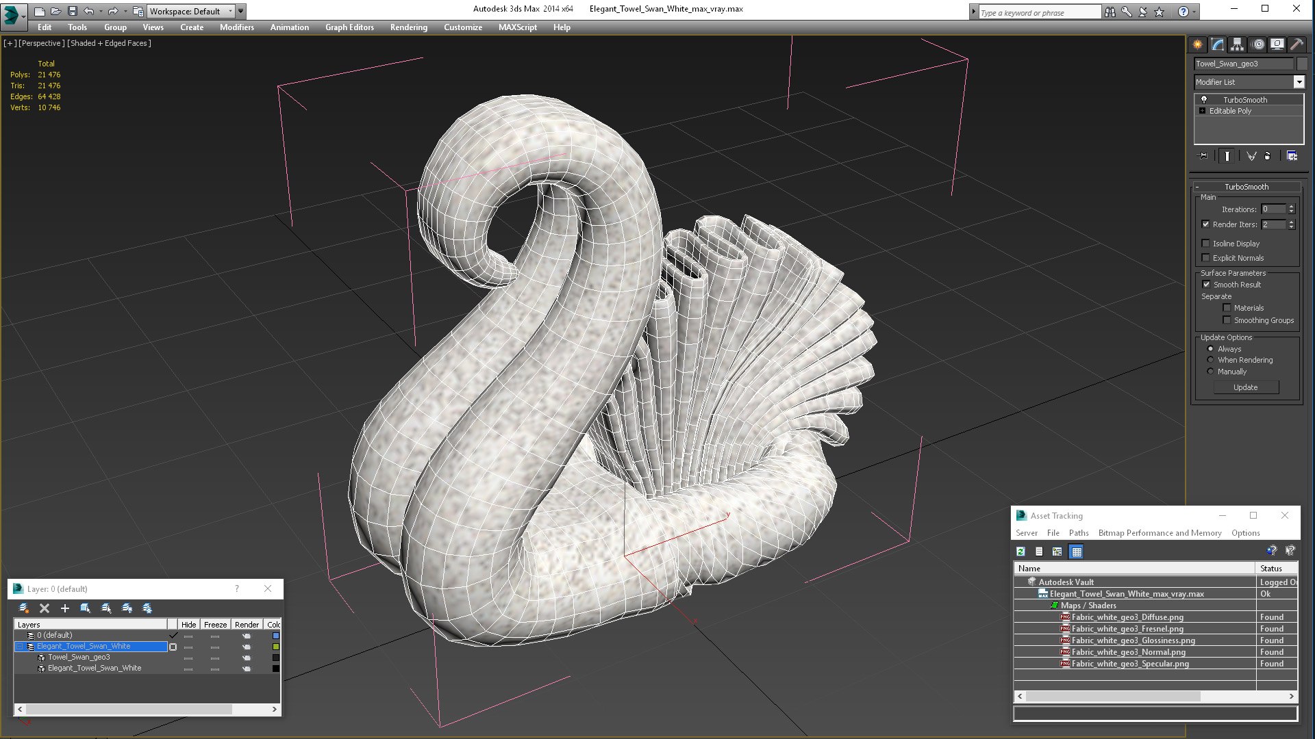 3D Elegant Towel Swan White - TurboSquid 2228405
