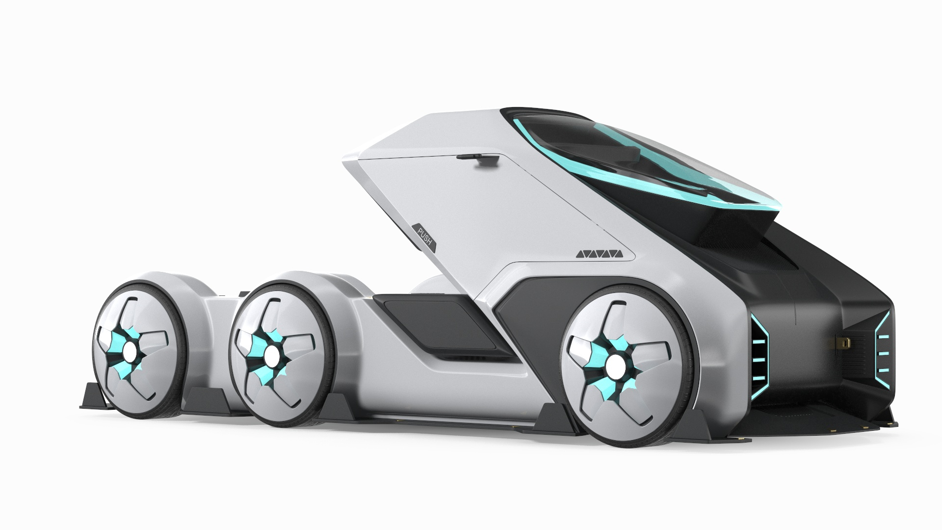 3D Futuristic Hi-Tech Truck White Rigged For Cinema 4D Model ...