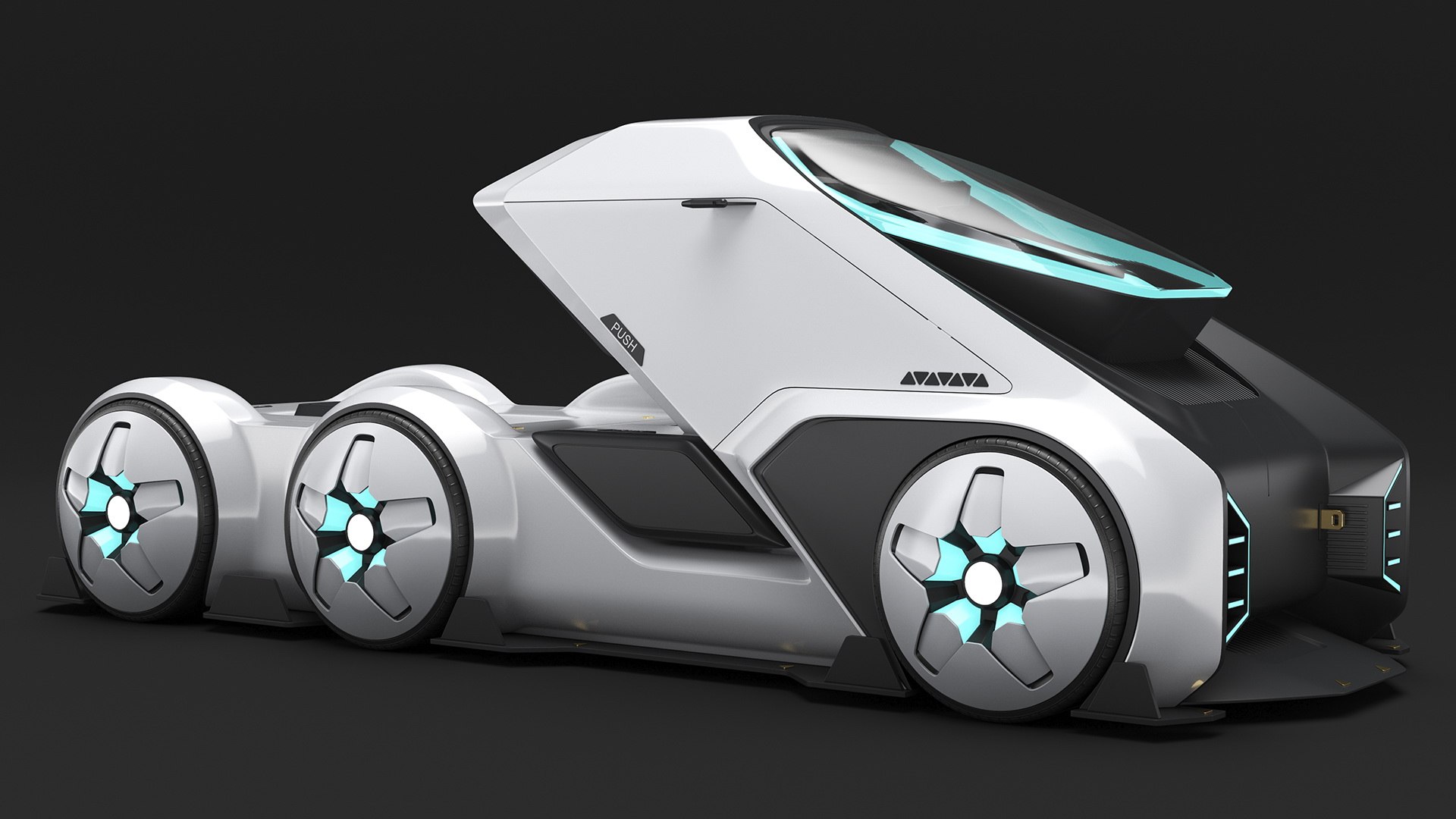 3D Futuristic Hi-Tech Truck White Rigged For Cinema 4D Model ...