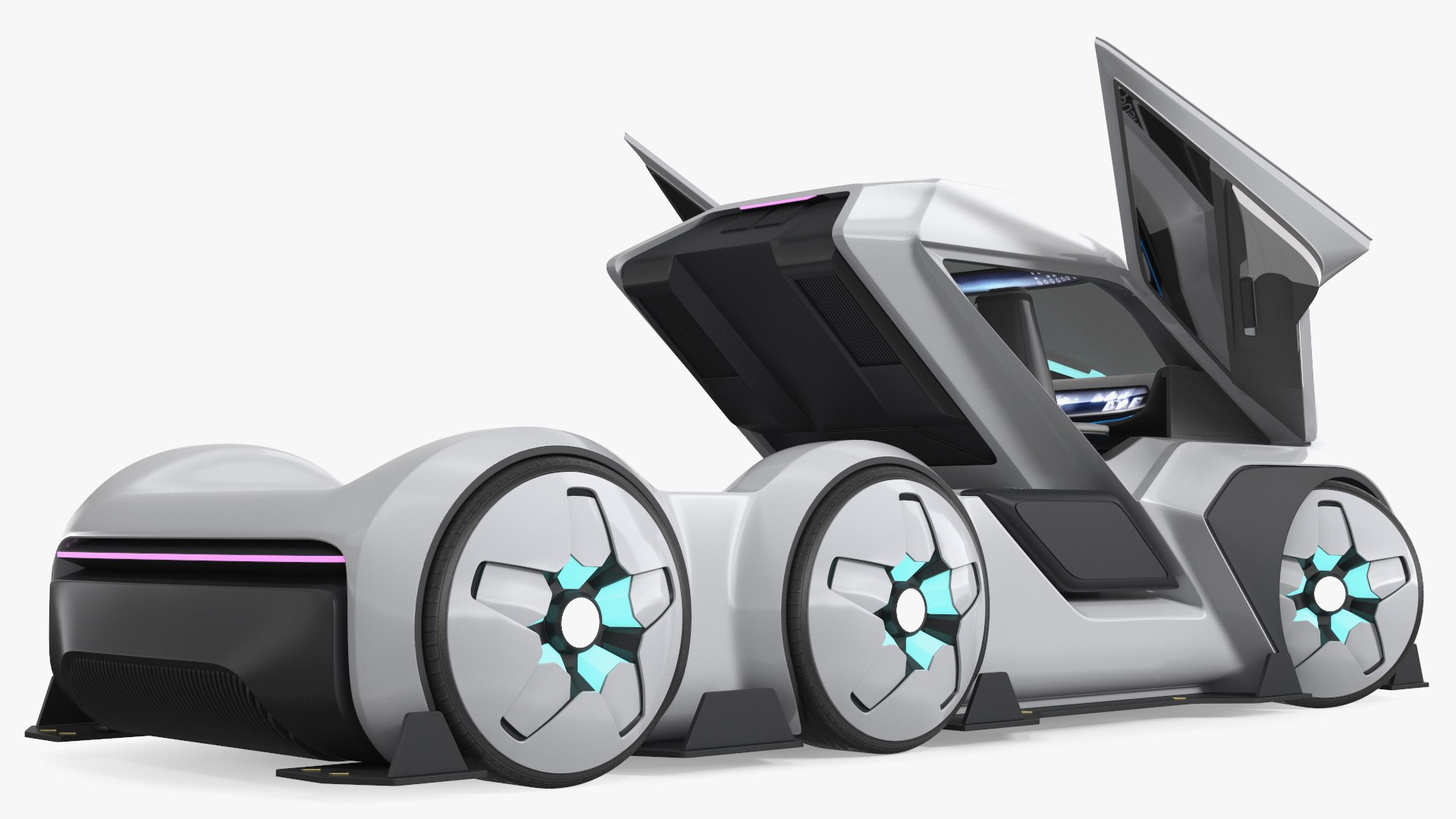 3D Futuristic Hi-Tech Truck White Rigged For Cinema 4D Model ...