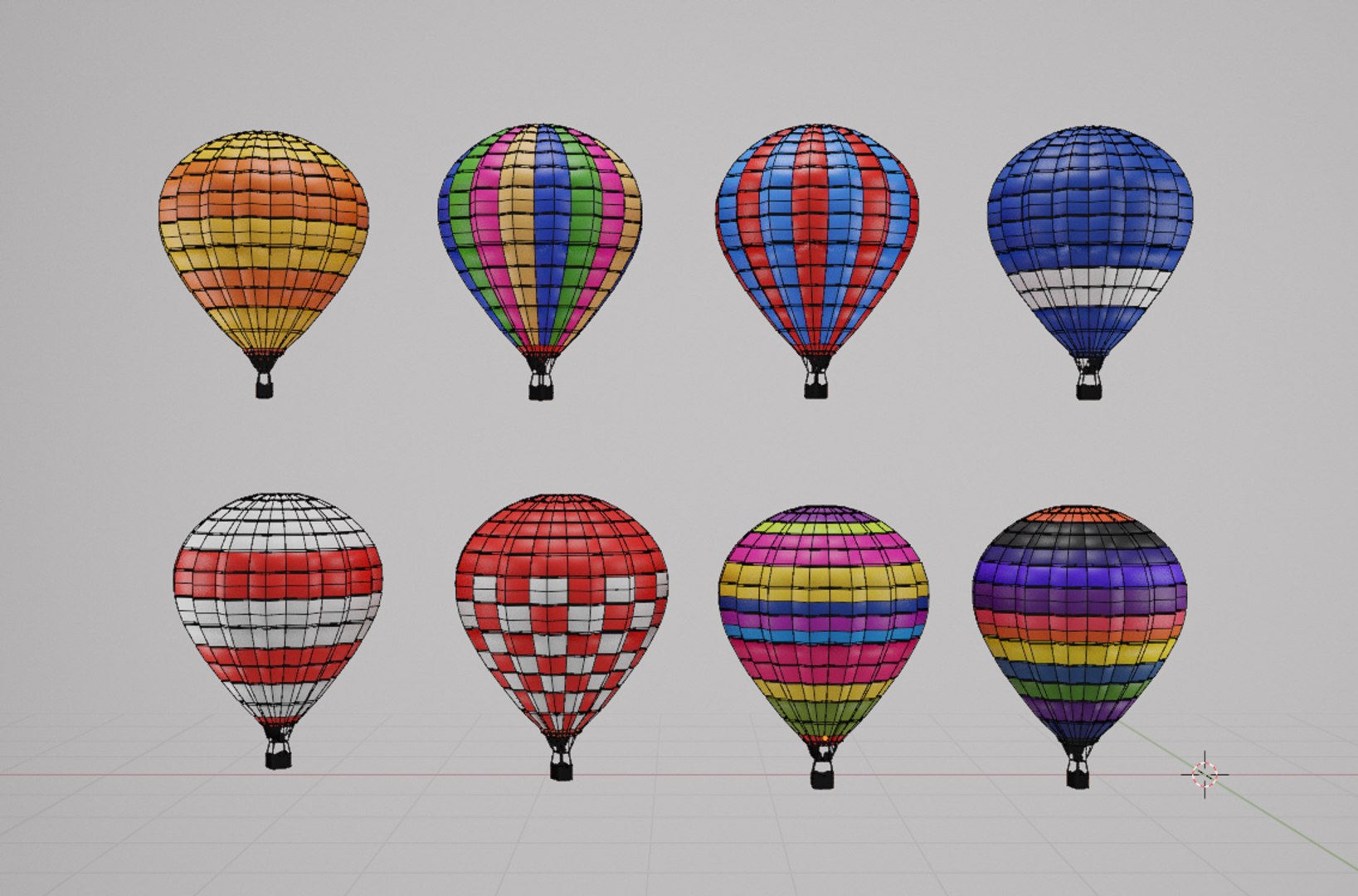 3D Hot Air Balloon Set - TurboSquid 1613575