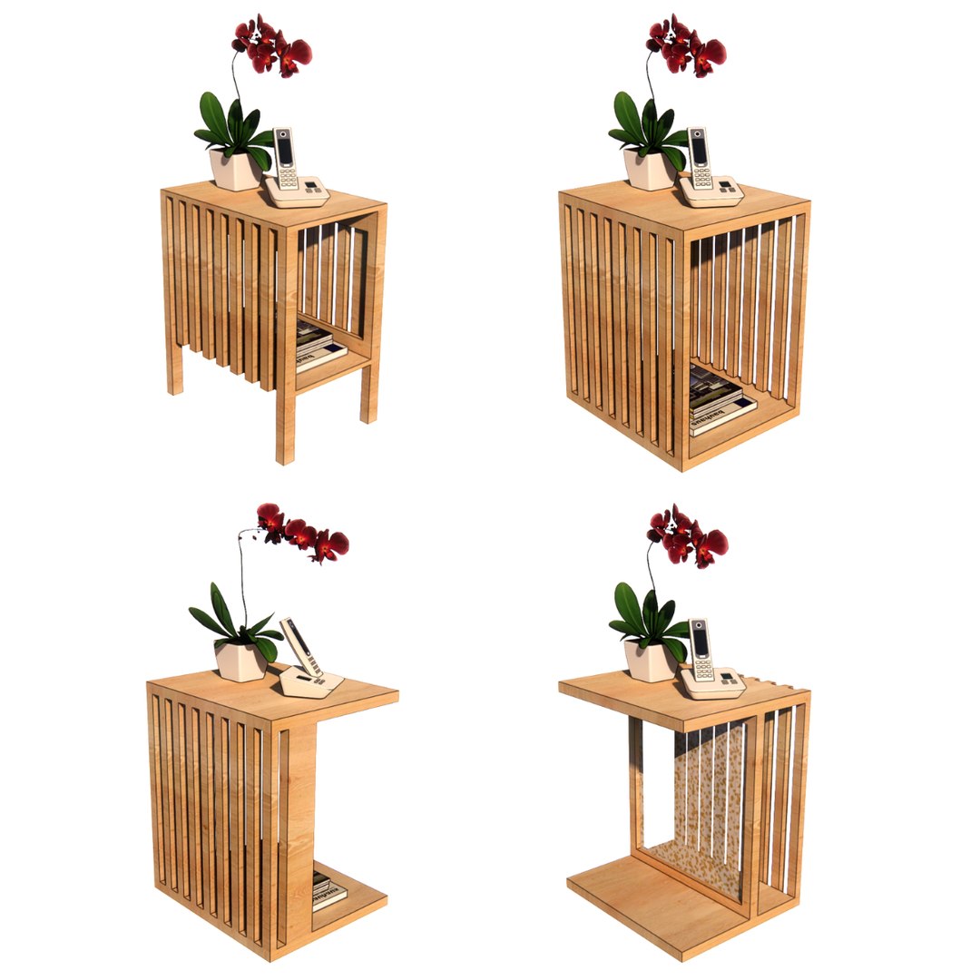 3D Light Wooden Side Tables Collection - TurboSquid 2122518