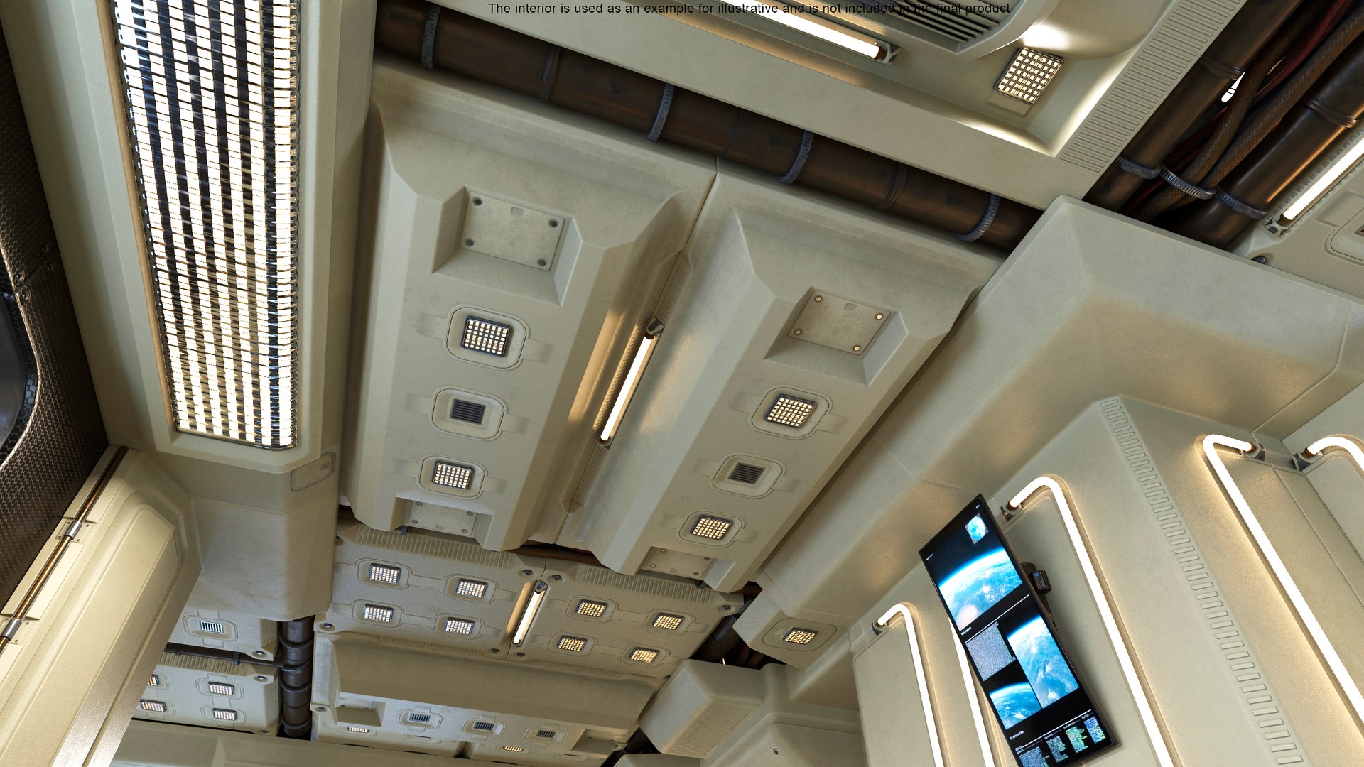 3D Interior Sci-fi Thick Ceiling Panel PBR - TurboSquid 2236289