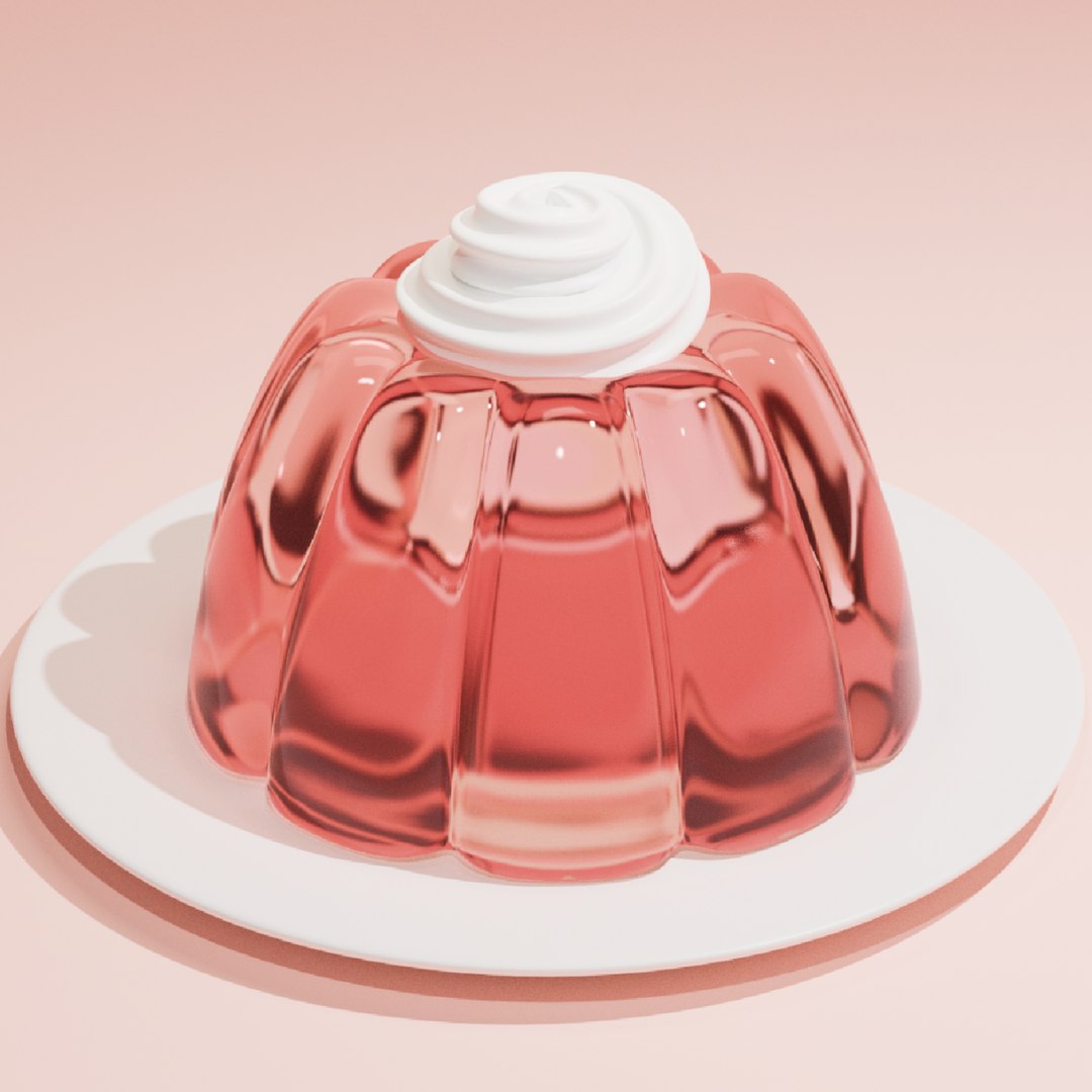 Clear Polygonal PuddingJelly Topped With Cream Dessert Plate 3D Model ...