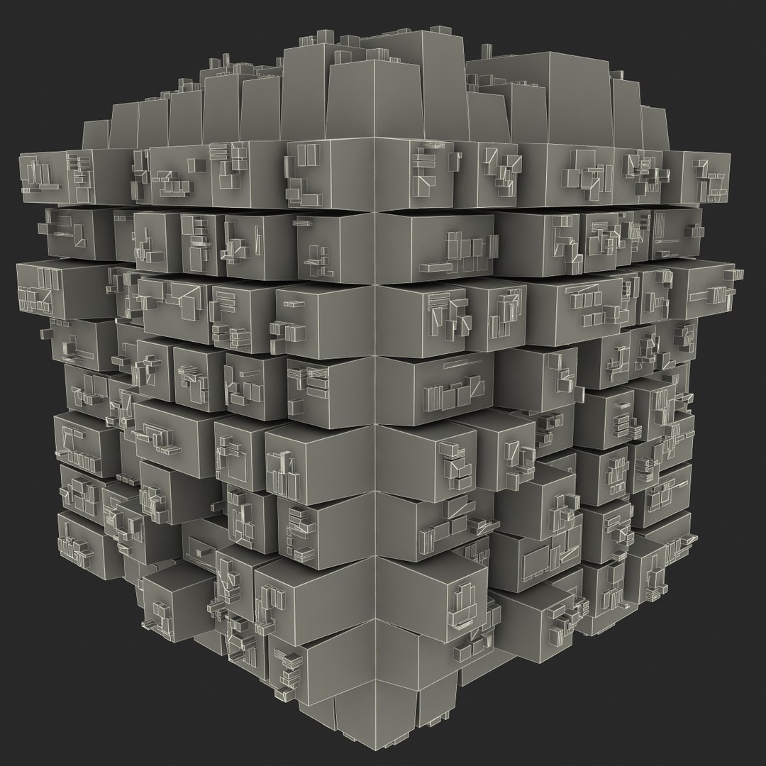 3d greeble square model