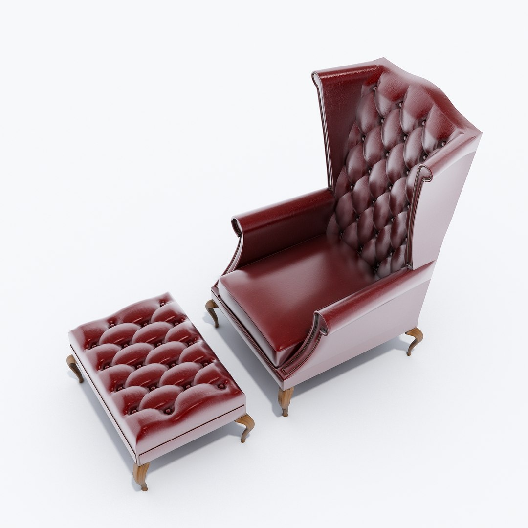3d Model Queen Ann Wingback Chair