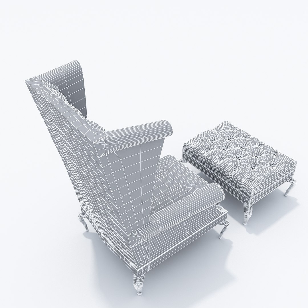 3d Model Queen Ann Wingback Chair