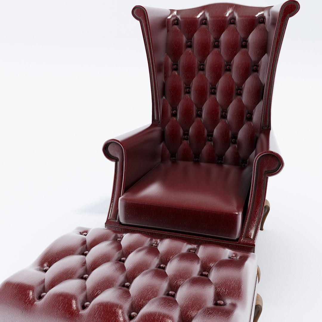 3d Model Queen Ann Wingback Chair