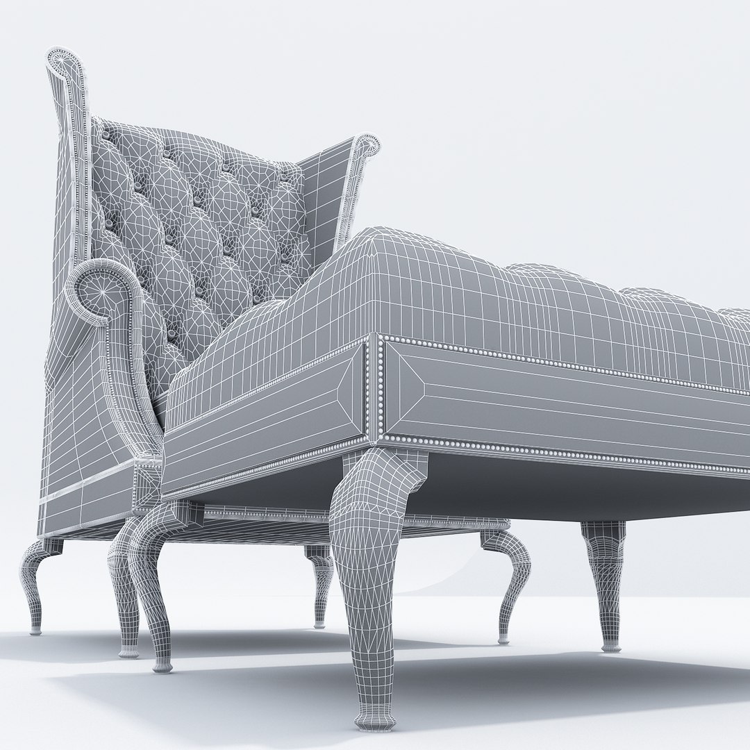 3d Model Queen Ann Wingback Chair
