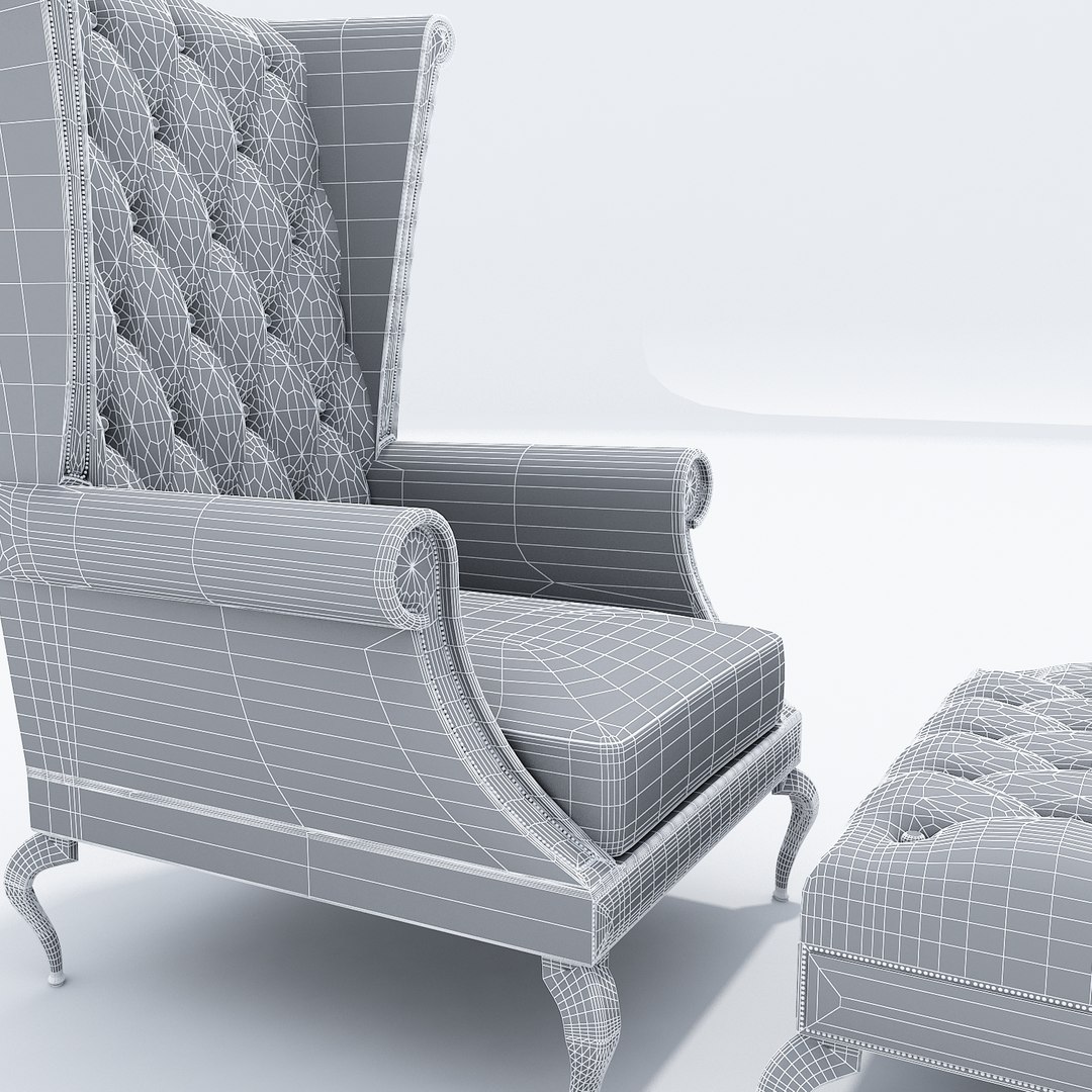 3d Model Queen Ann Wingback Chair