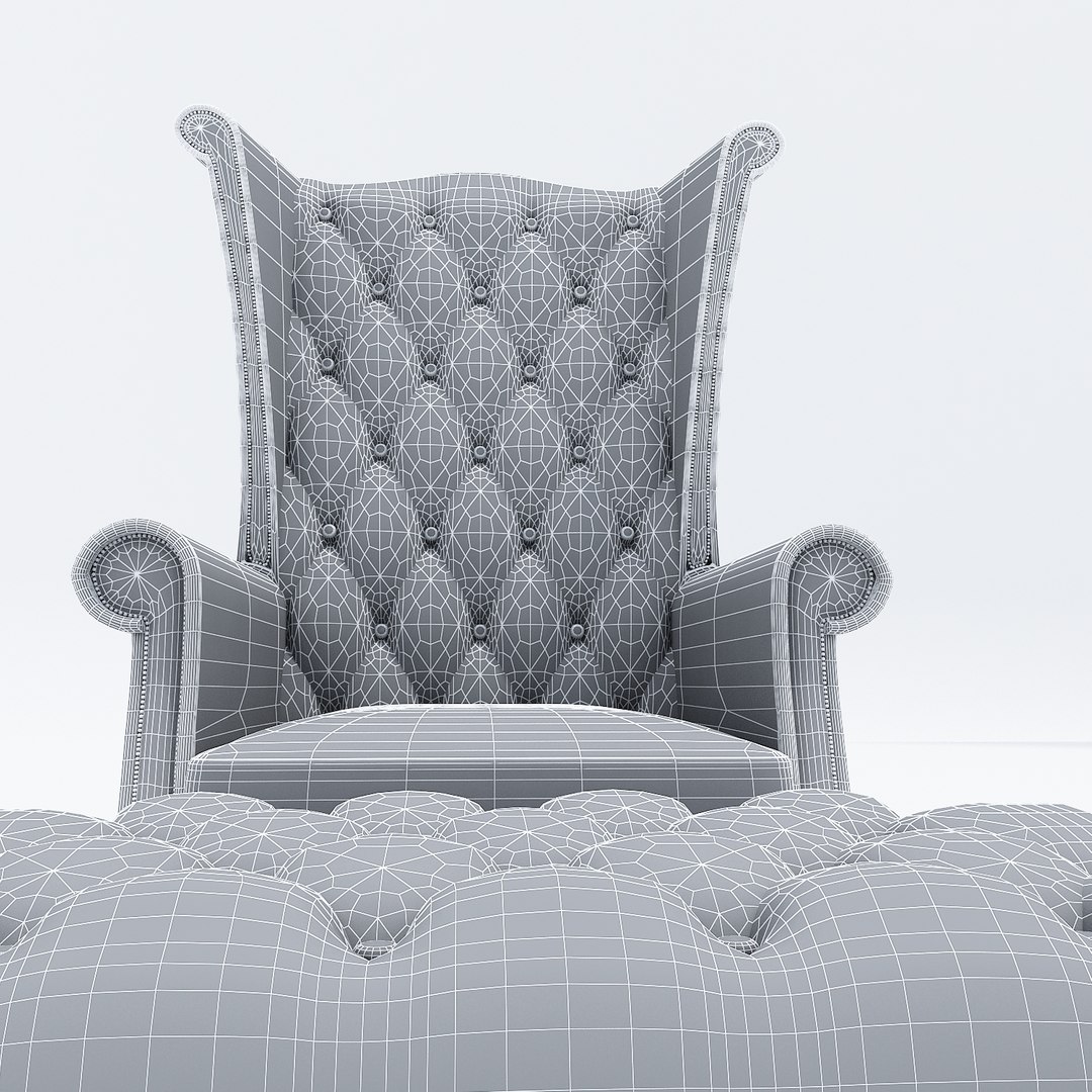 3d Model Queen Ann Wingback Chair