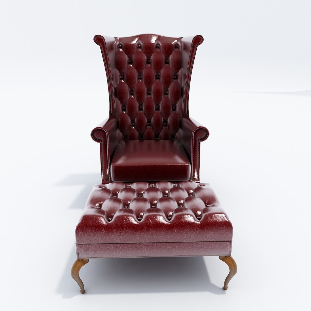 3d Model Queen Ann Wingback Chair