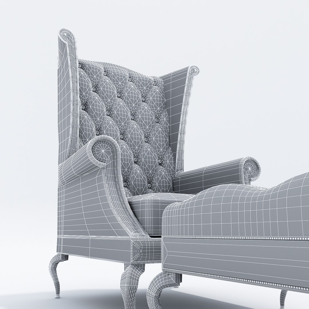 3d Model Queen Ann Wingback Chair