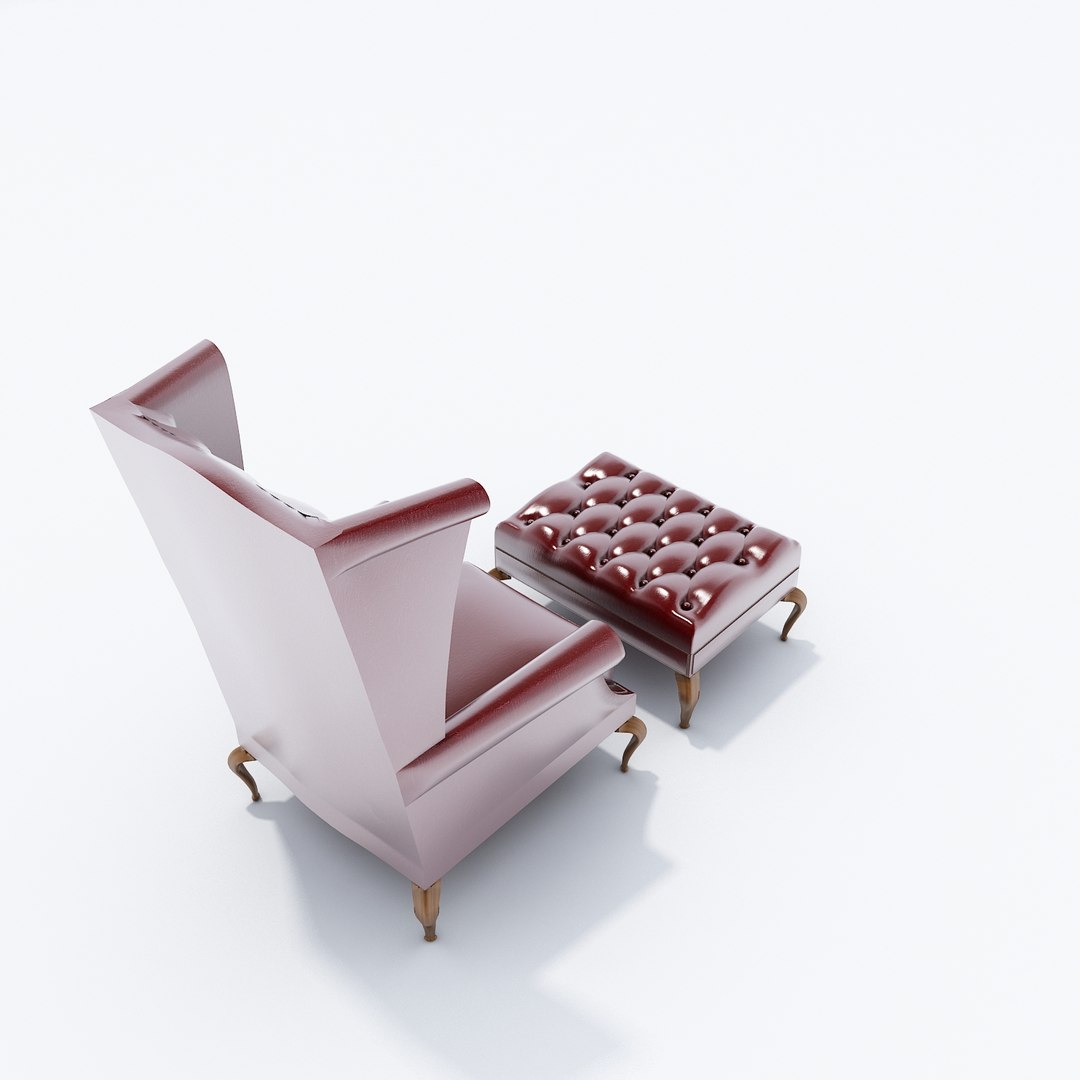 3d Model Queen Ann Wingback Chair
