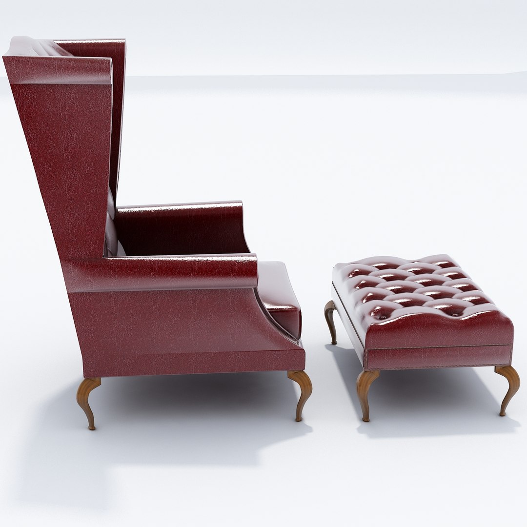 3d Model Queen Ann Wingback Chair