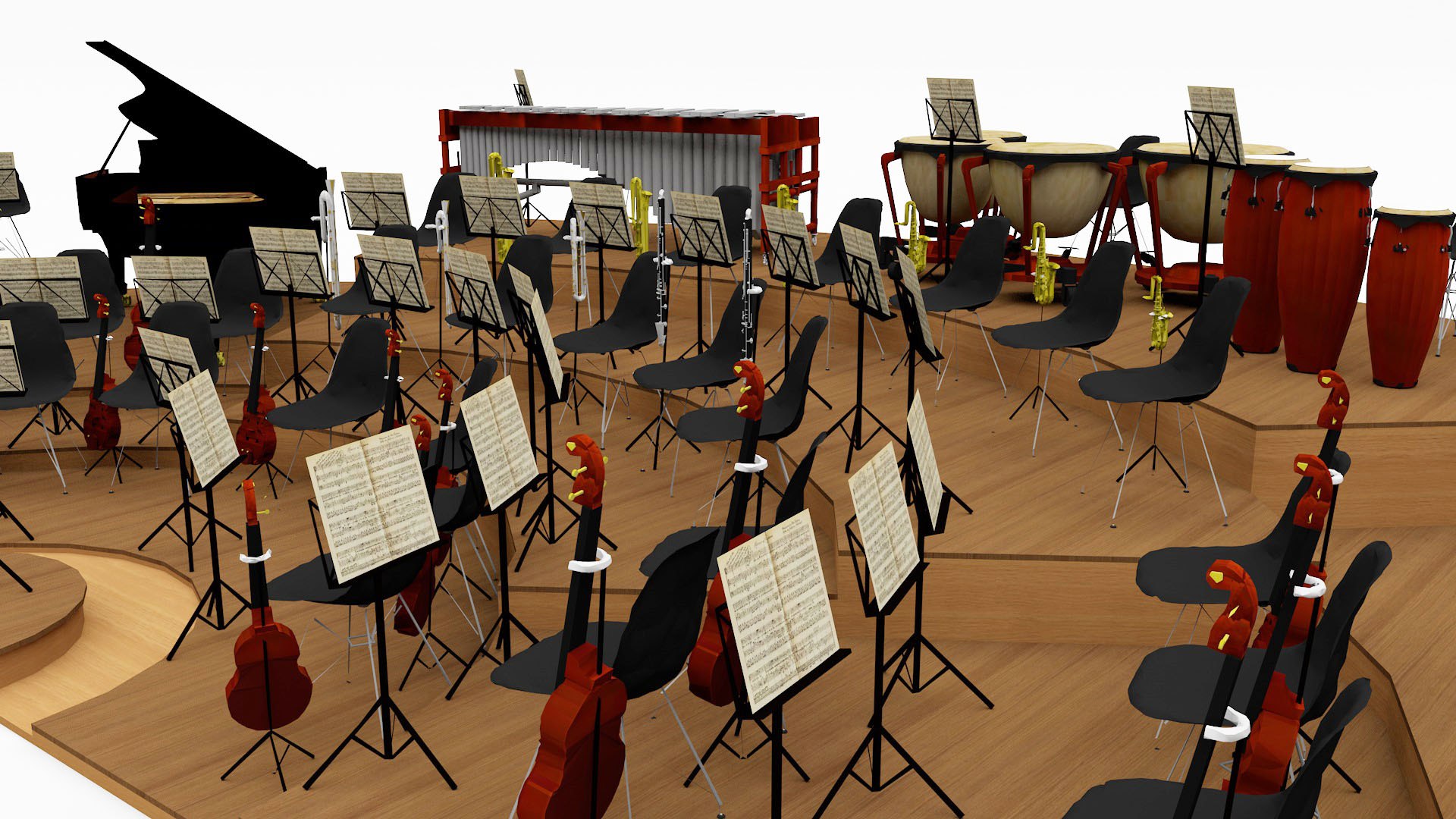 3D Orchestra Stage Model - TurboSquid 2017687