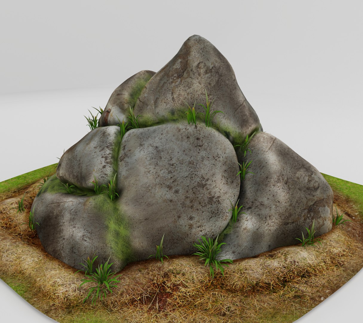 3d stones exterior grass model
