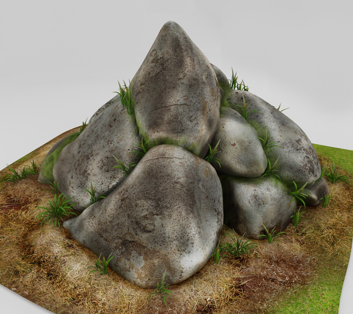 3d stones exterior grass model