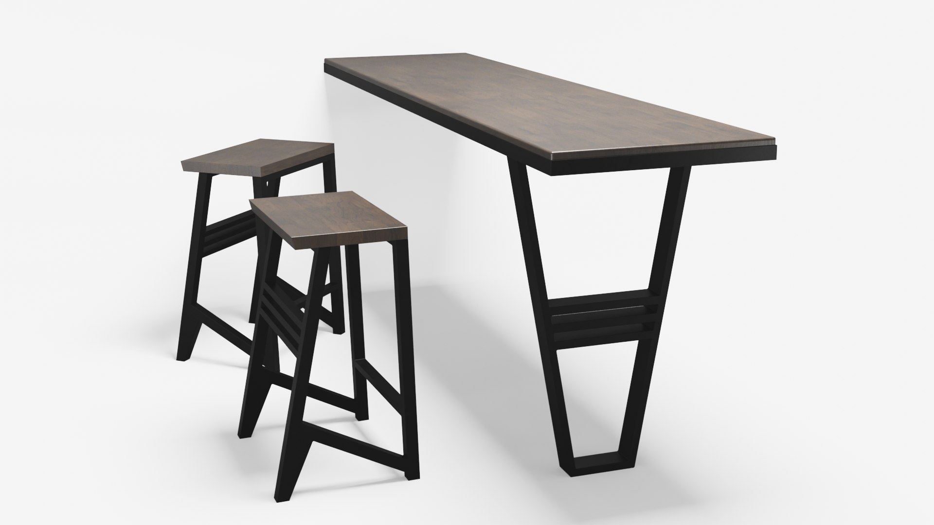 3D Wall-Mounted Table With Chairs And Shelf - TurboSquid 1949875