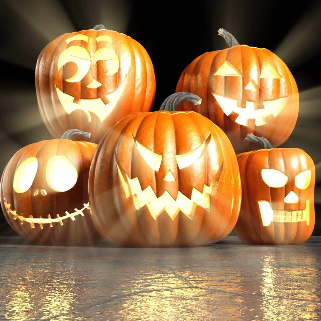 3d Set Jack-o-lanterns Jack Model