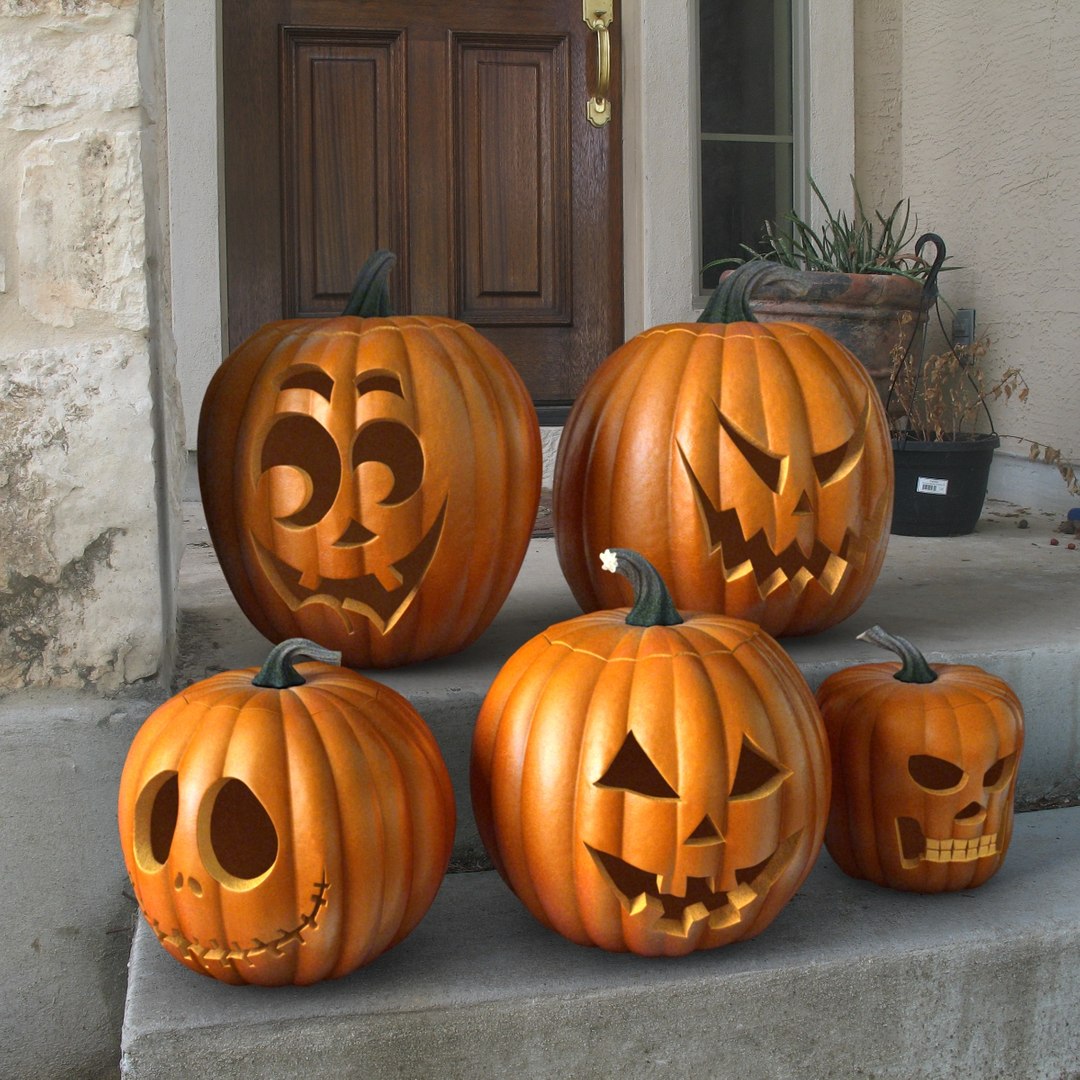 3d Set Jack-o-lanterns Jack Model