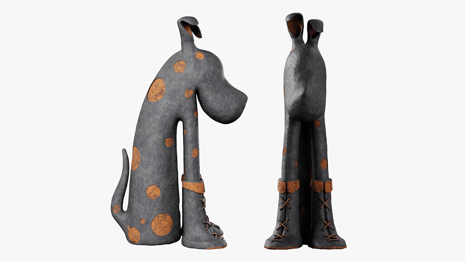 Sculpture In Clay Spotted Dog Model - TurboSquid 2072887
