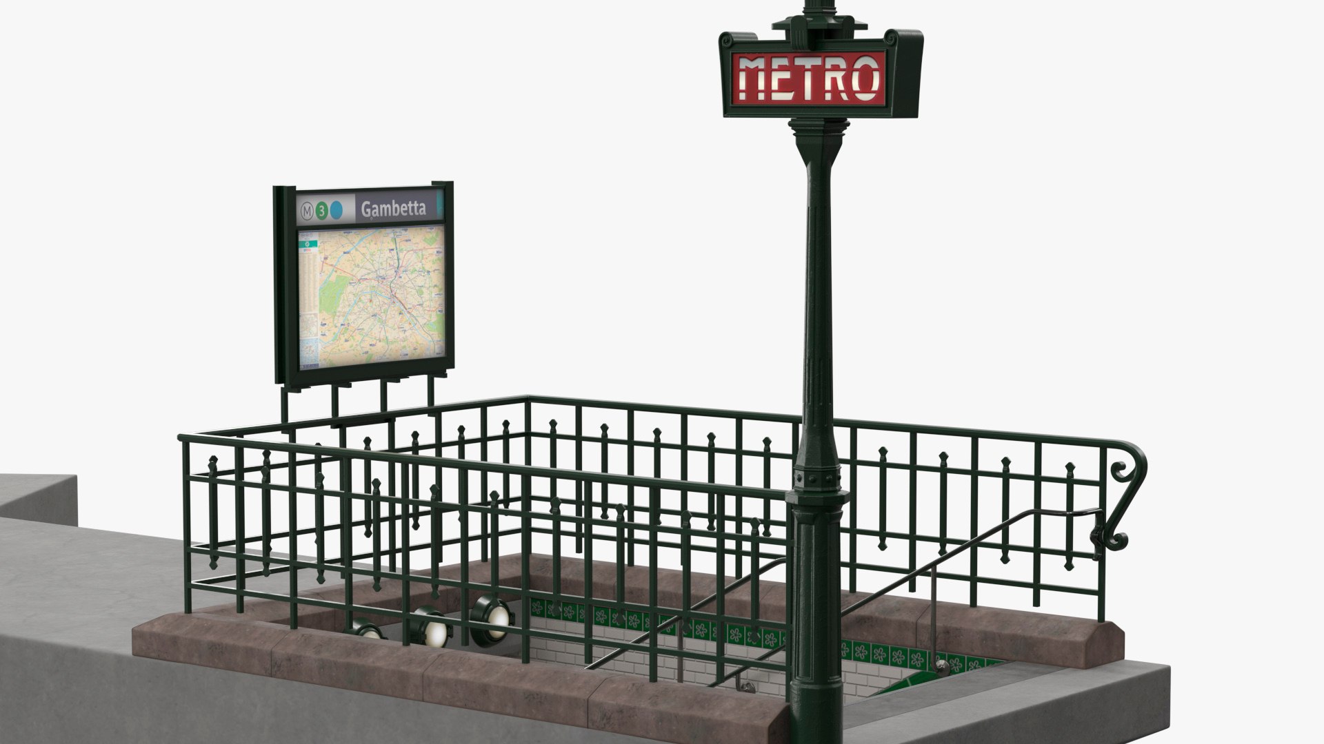 3D Subway Access Stairs With Railings Model - TurboSquid 2410837
