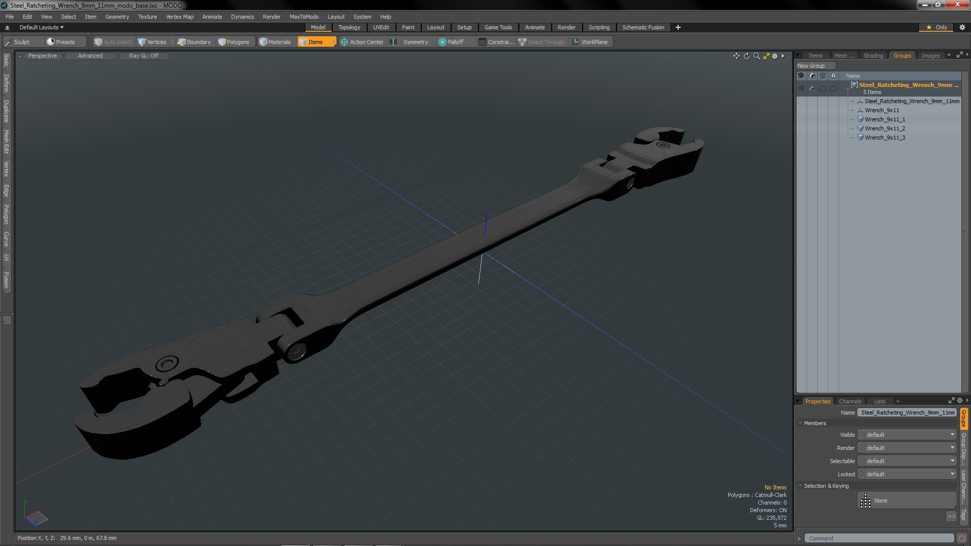 Steel Ratcheting Wrench 9mm 11mm 3D model - TurboSquid 1962448