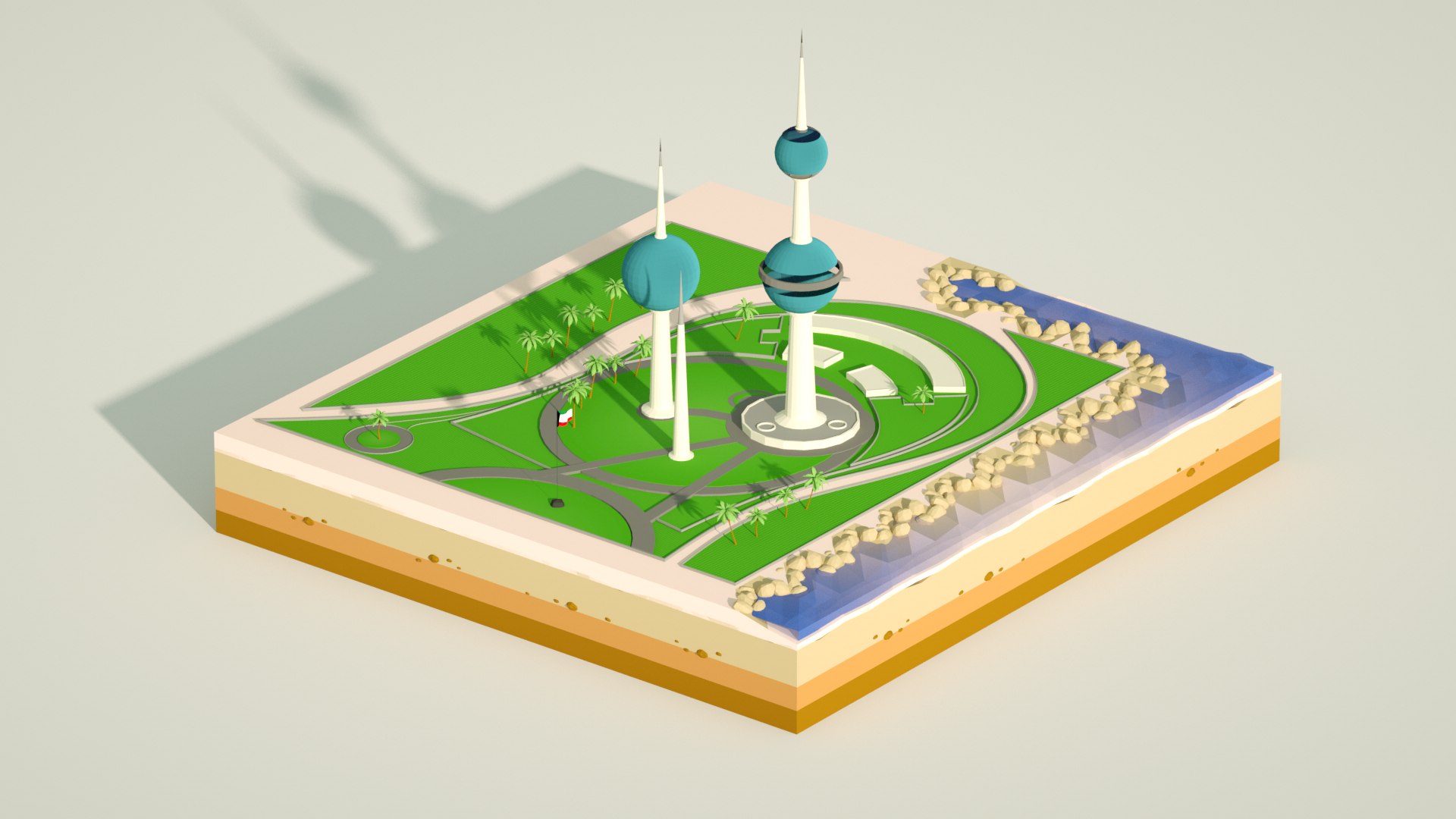 Kuwait Towers Kuwait Low poly 3D model 3D model - TurboSquid 2070767
