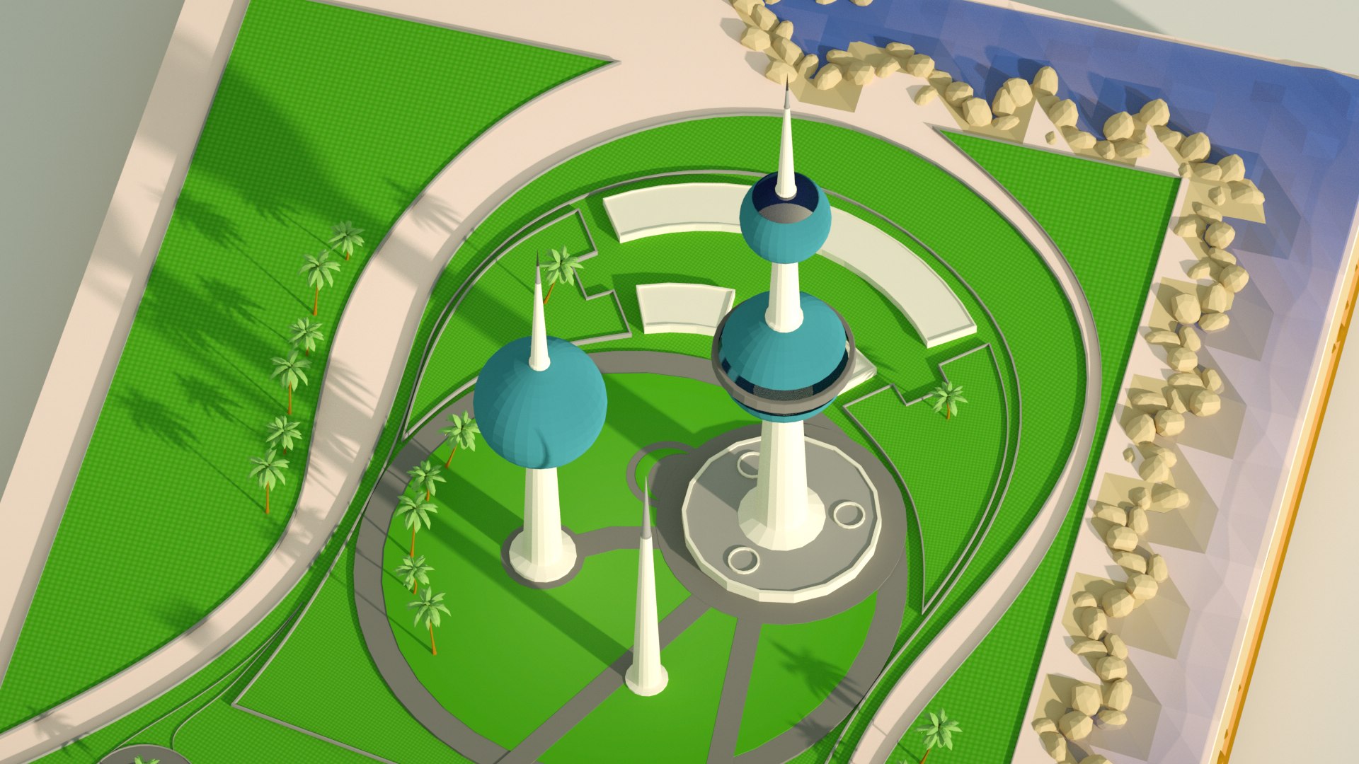 Kuwait Towers Kuwait Low poly 3D model 3D model - TurboSquid 2070767