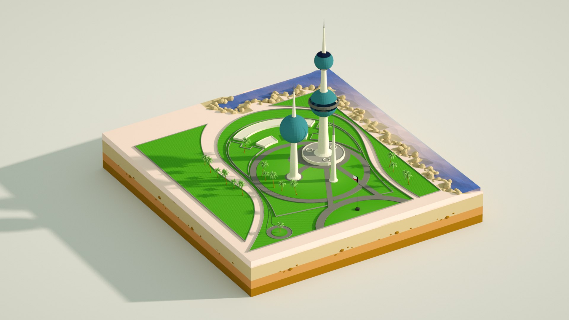 Kuwait Towers Kuwait Low poly 3D model 3D model - TurboSquid 2070767