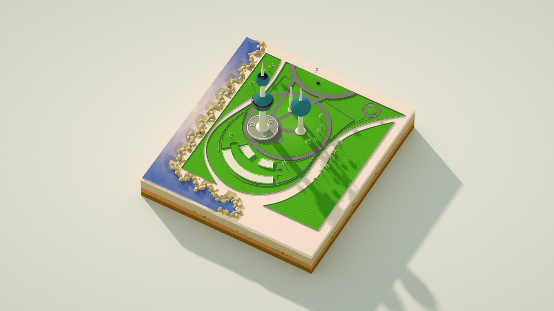 Kuwait Towers Kuwait Low poly 3D model 3D model - TurboSquid 2070767
