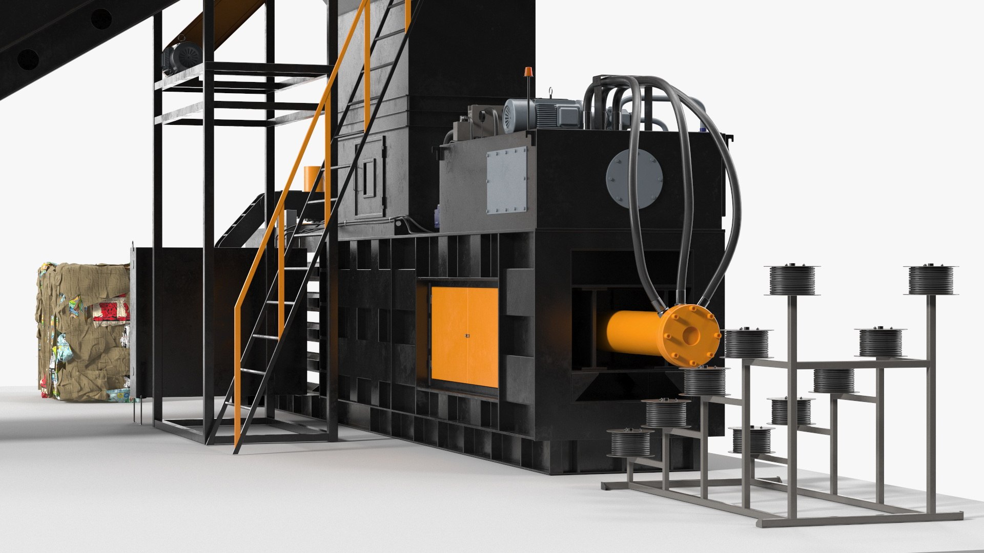 Waste Press Baling Machine Black 3D Model - TurboSquid 2367717