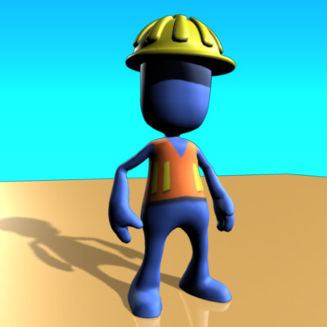 3d Model Of Construction Worker Pleb