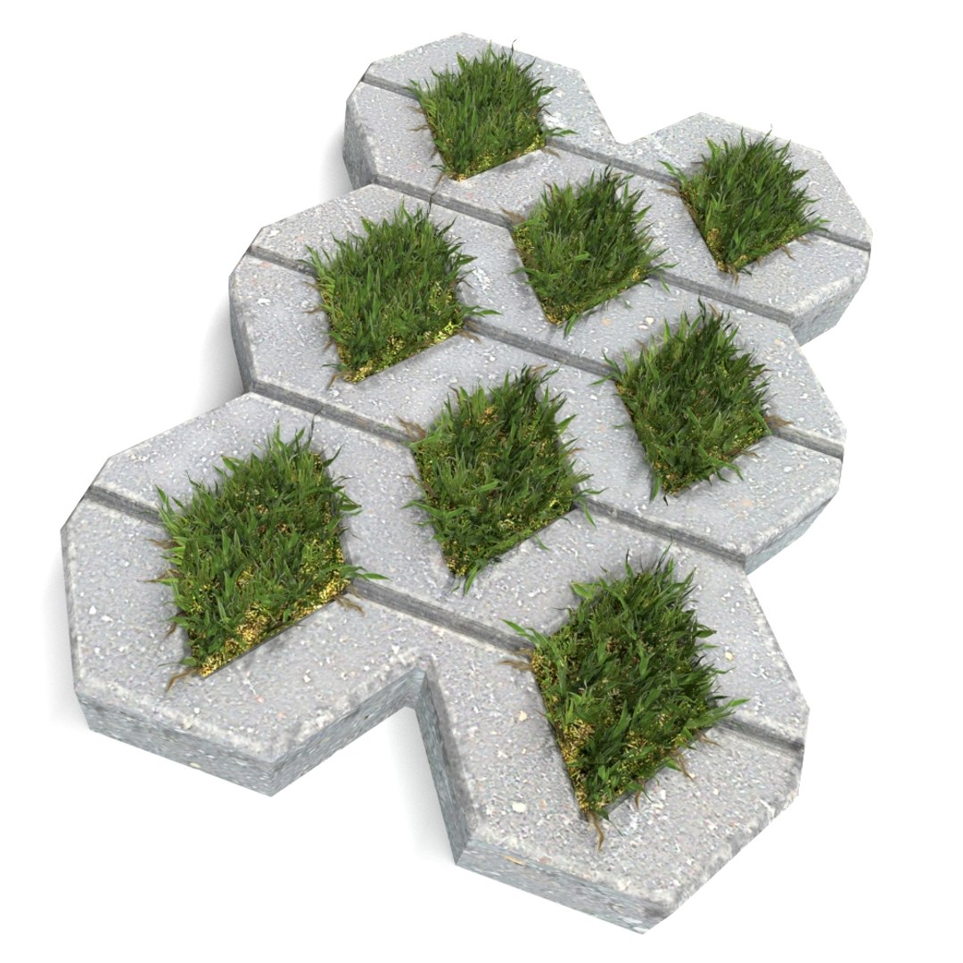 3d paving slabs grass model