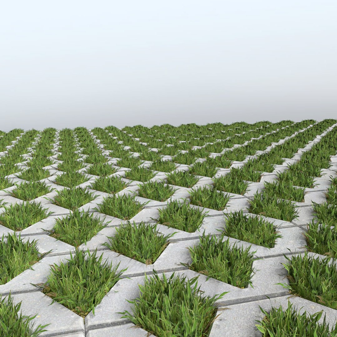 3d paving slabs grass model